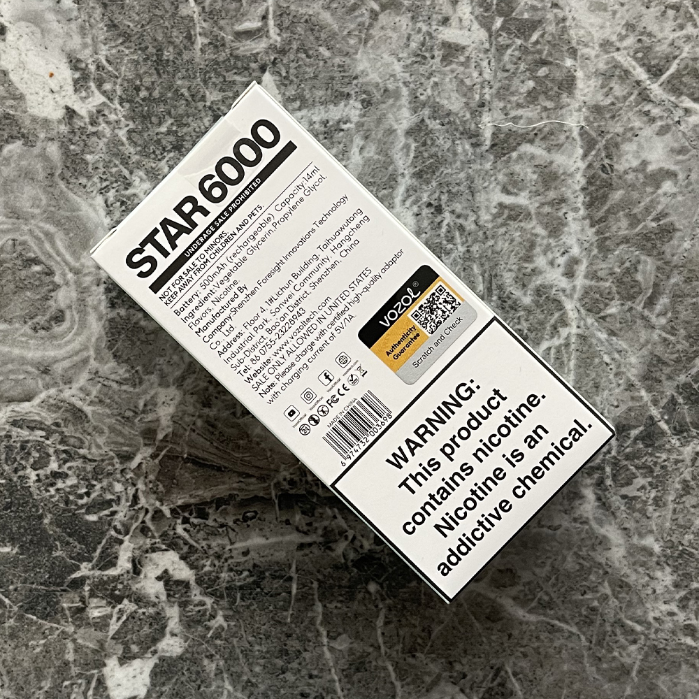 Vozol Star 6000 Cool Mint💨 - Disposable Vape ‣ Only £12👍
