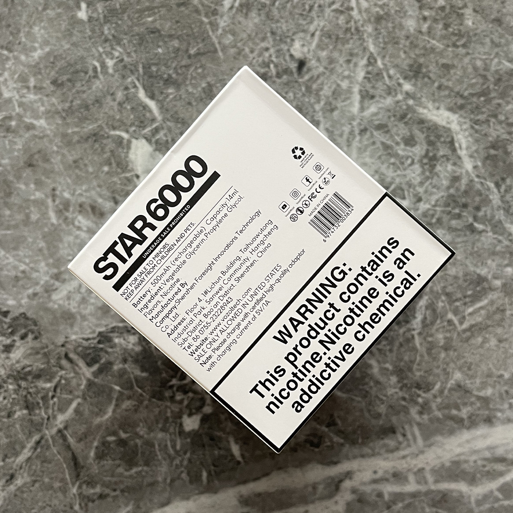Vozol Star 6000 Cool Mint💨 - Disposable Vape ‣ Only £12👍