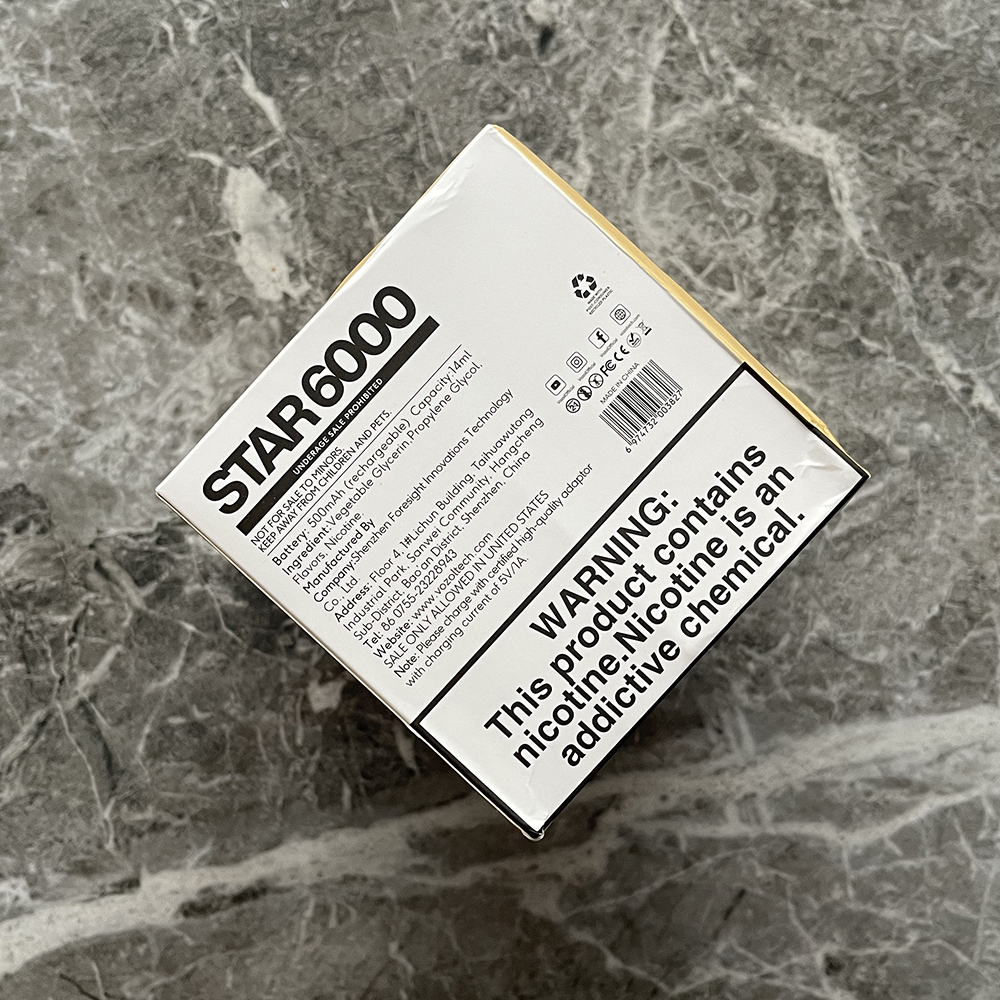 Vozol Star 6000 Tobacco💨 - Disposable Vape ‣ Only £12👍